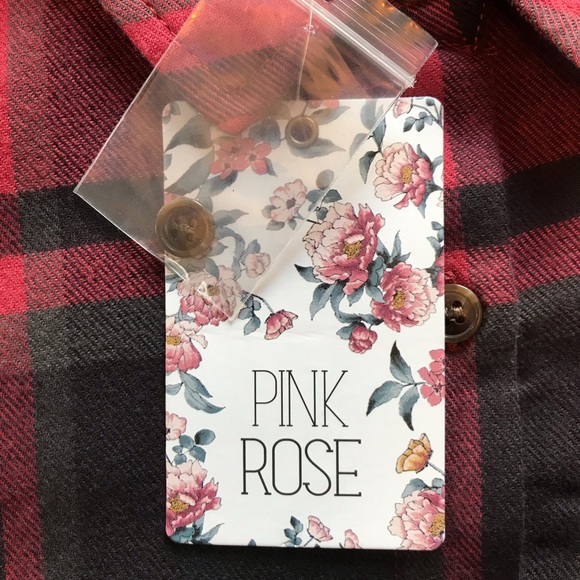 Pink Rose | Tops | Nwt Pink Rose Plaid Flannel Buttoned Womens Shirt ...